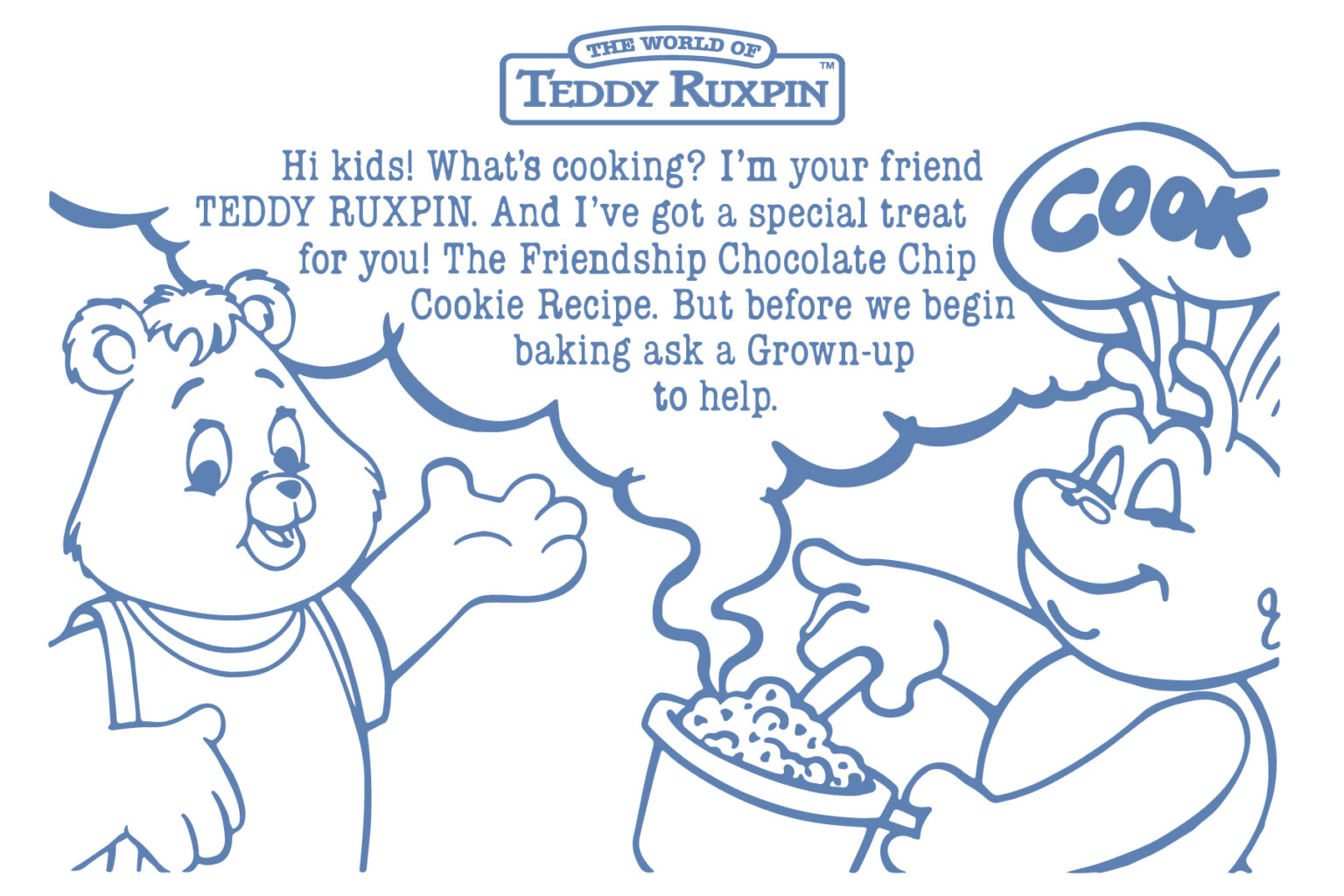 Teddy Ruxpin Friendship Cookies Recipe Card (Printable Bonus Gift ...